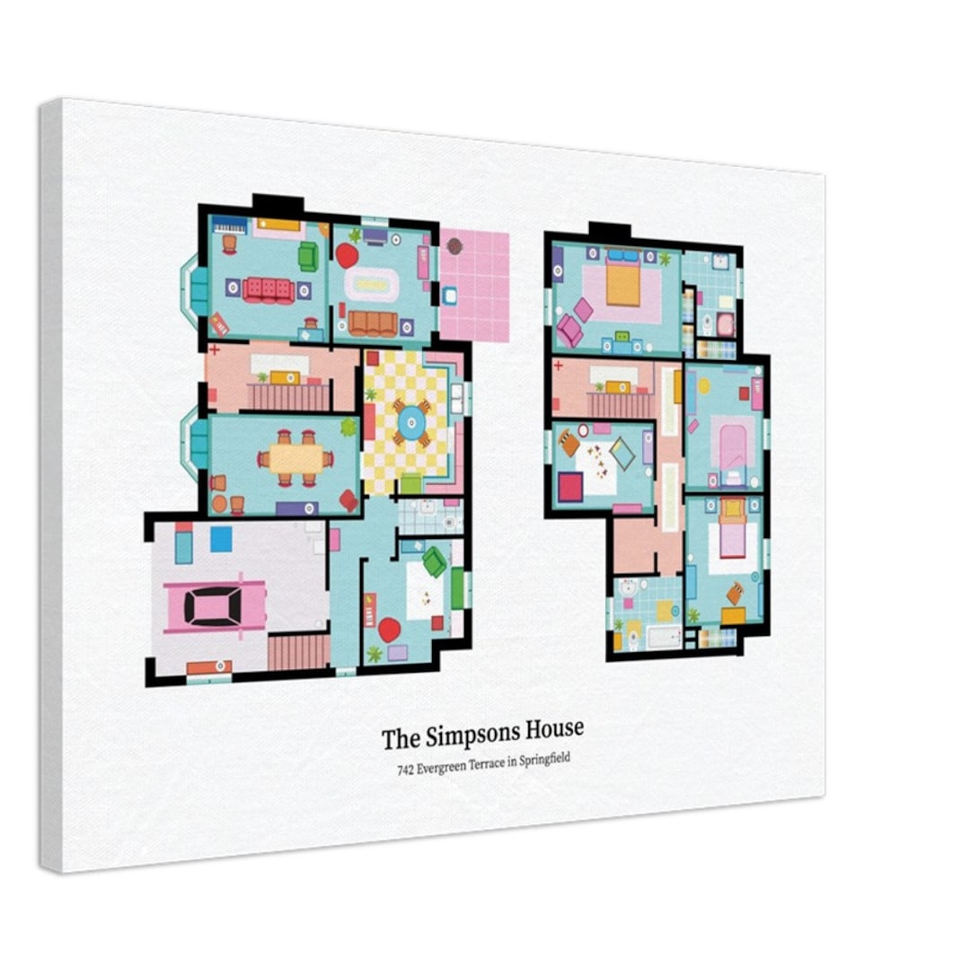 The Simpsons House Floor Plan Canvas - Etsy