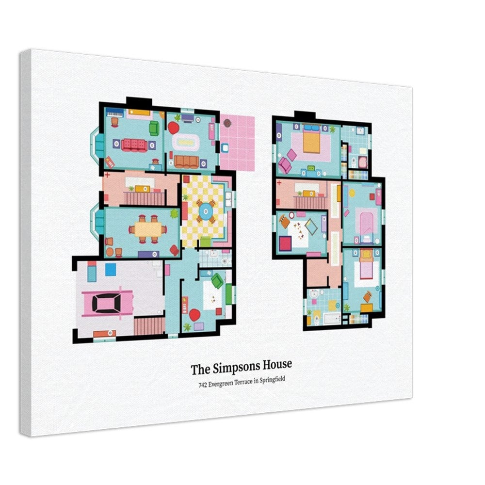 The Simpsons House Floor Plan Canvas - Etsy