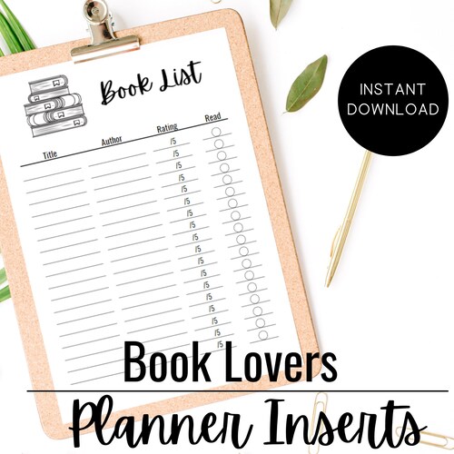 Books to Read List Fillable Printable PDF Readers Kit - Etsy