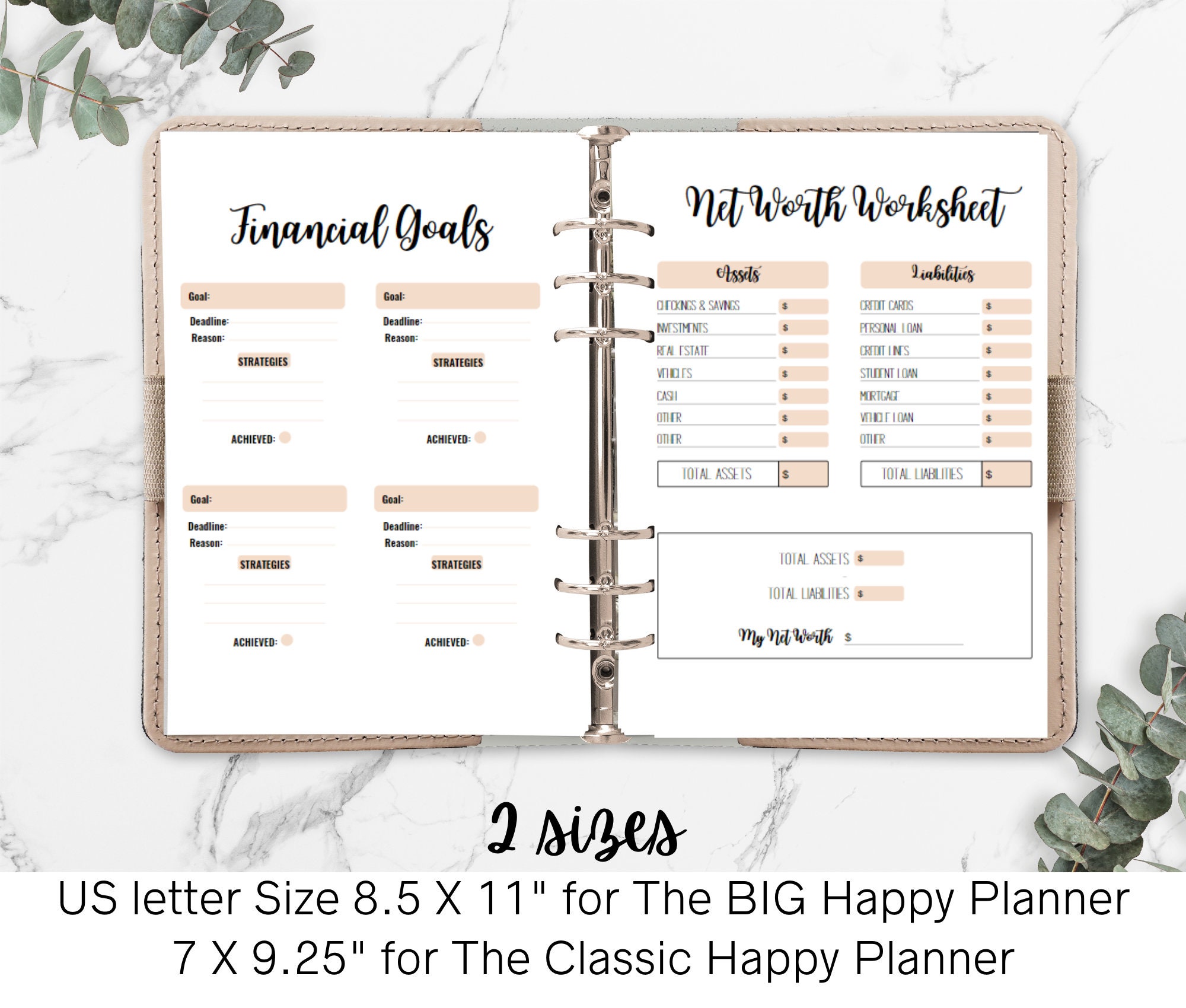 Financial Planner Printable Pink Planner Insert Money - Etsy