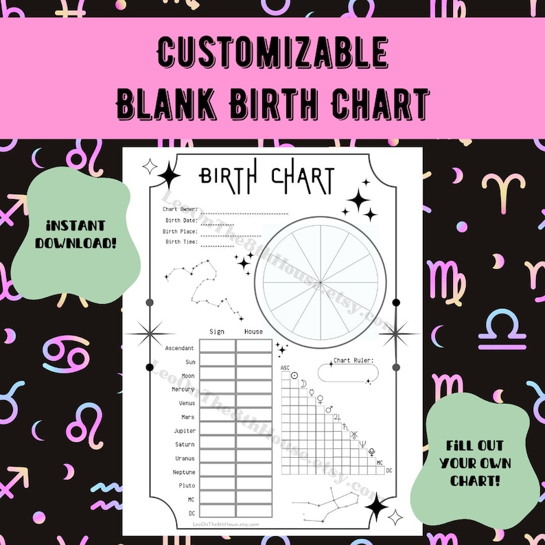 PRINTABLE BLANK ASTROLOGY Birth Chart | Custom Blank Birth Chart - Etsy