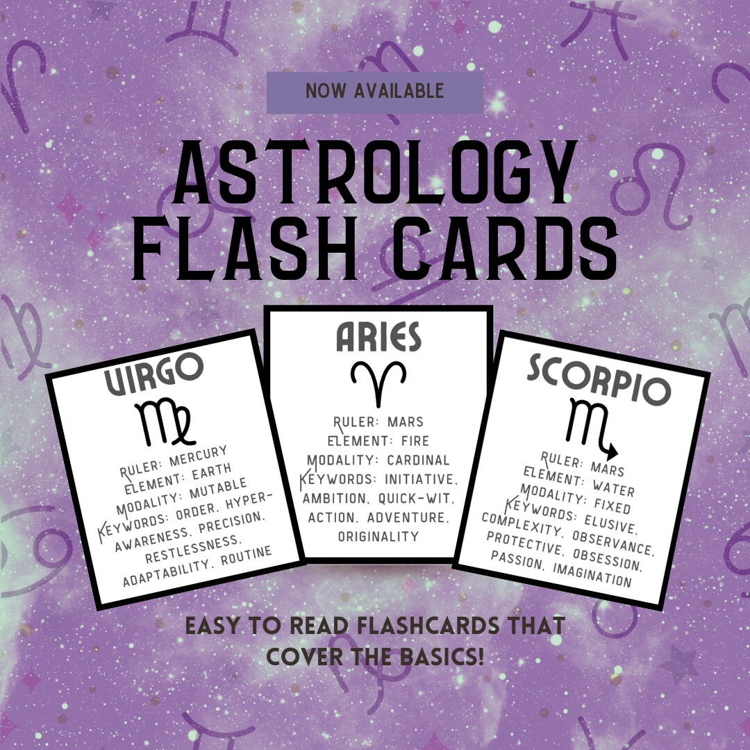 ASTROLOGY PRINTABLE Flash Cards | INSTANT Download | Zodiac Sign Study ...