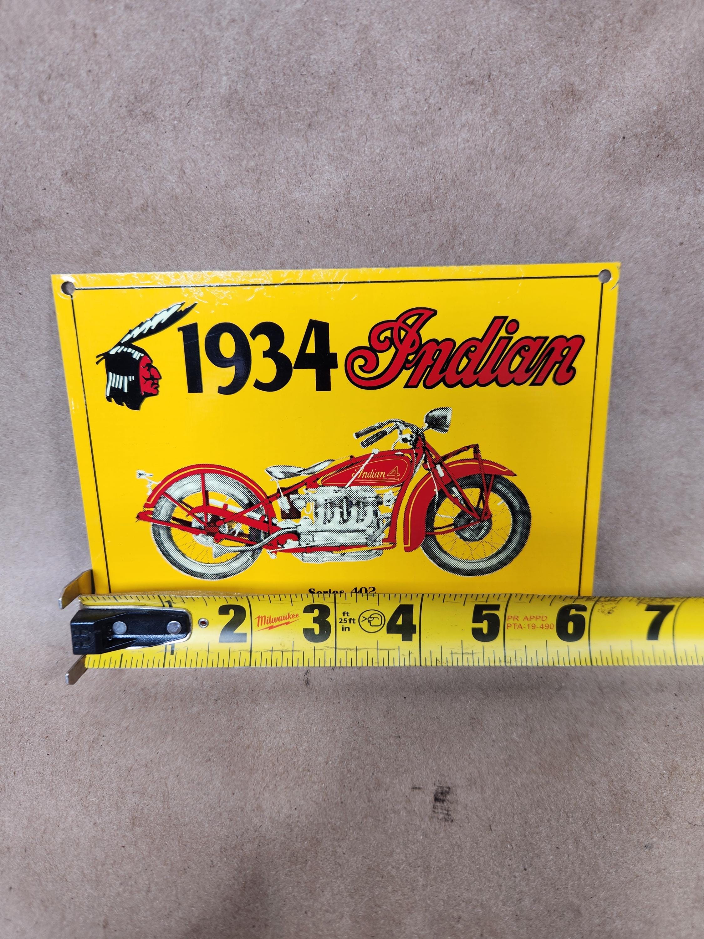 Vintage 1934 Indian Motorcycle Tin Sign - Etsy