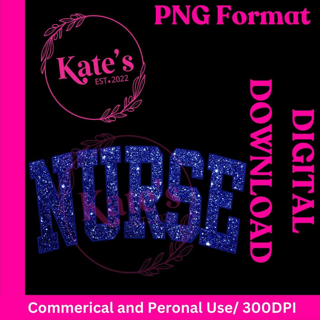 Varsity Glitter Blue Nurse PNG, Nurse, Nursing, Retro, Trendy, PNG ...