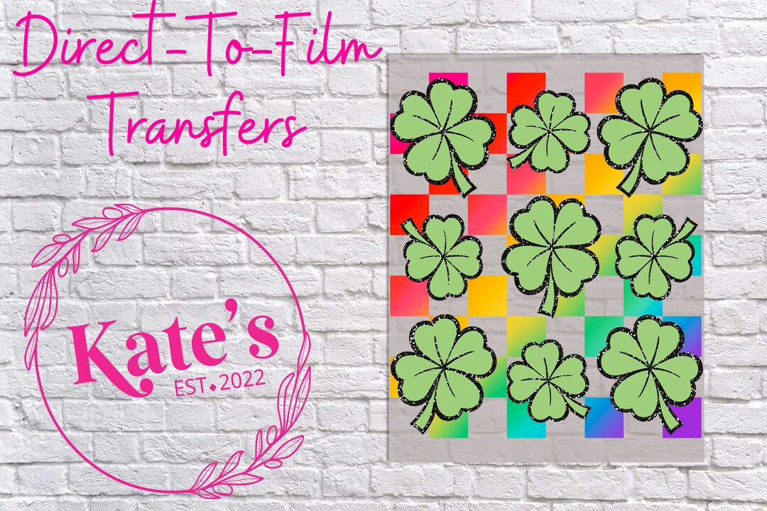 Ready to Press DTF Transfer | Clover Rainbow Checker - Etsy