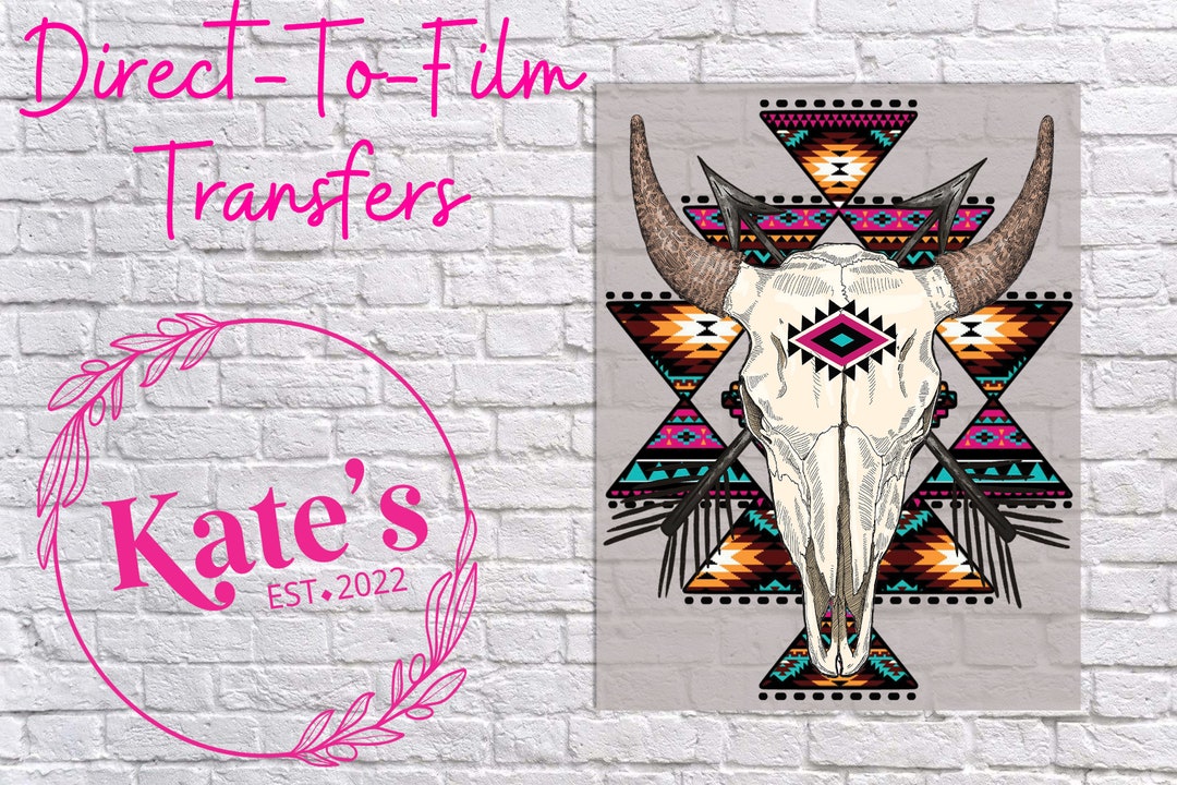 Aztec Bull Skull DTF Transfer - Etsy