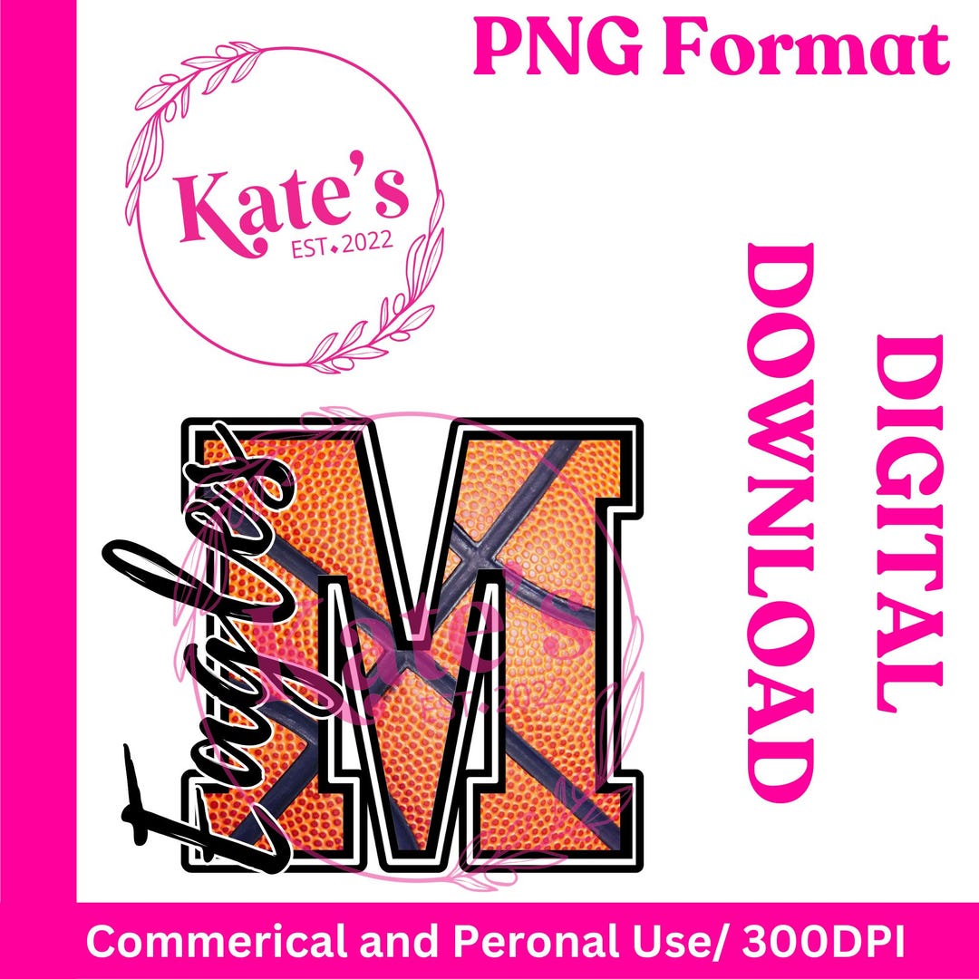 CUSTOM Basketball Letter Mascot Digital File, PNG, Sports, Basketball ...