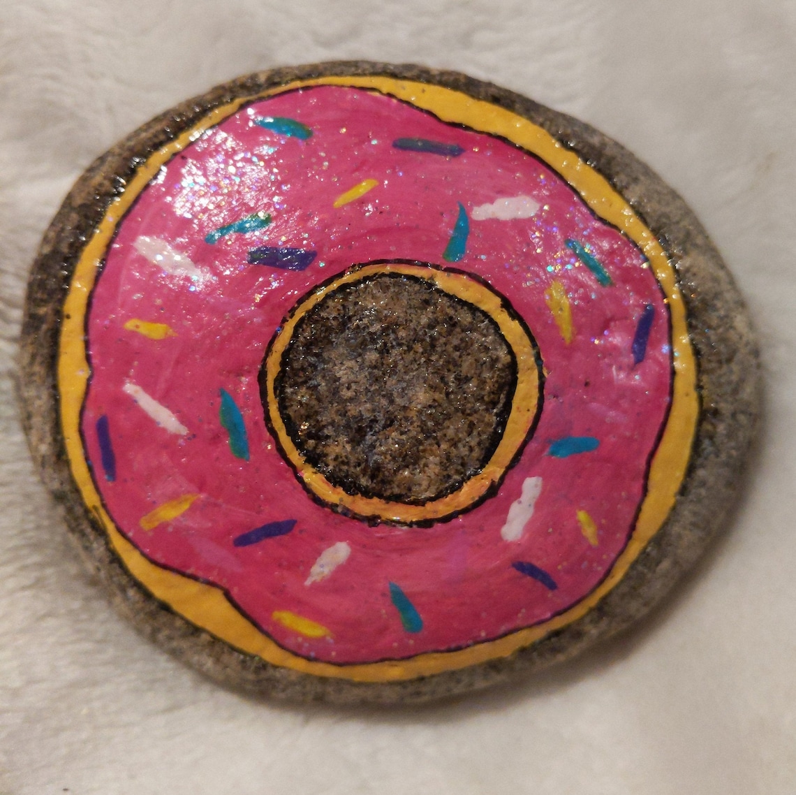 Painted Donut Rock - Etsy