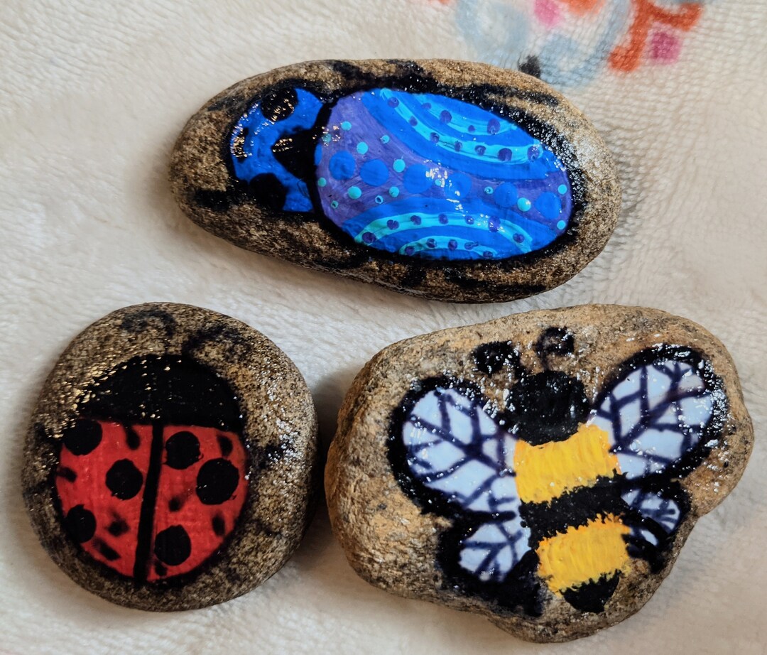 Painted Garden Bug Rocks - Etsy