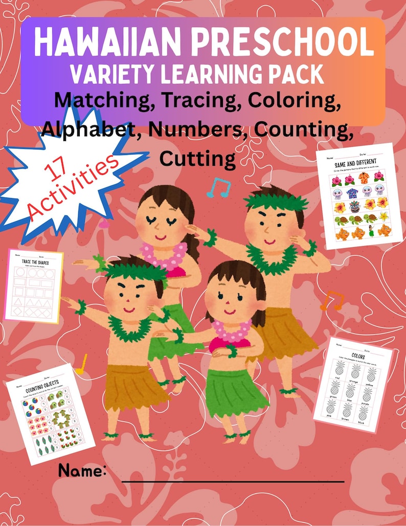 Hawaiian Preschool Learning Pack | Printable Activities for Kids ...