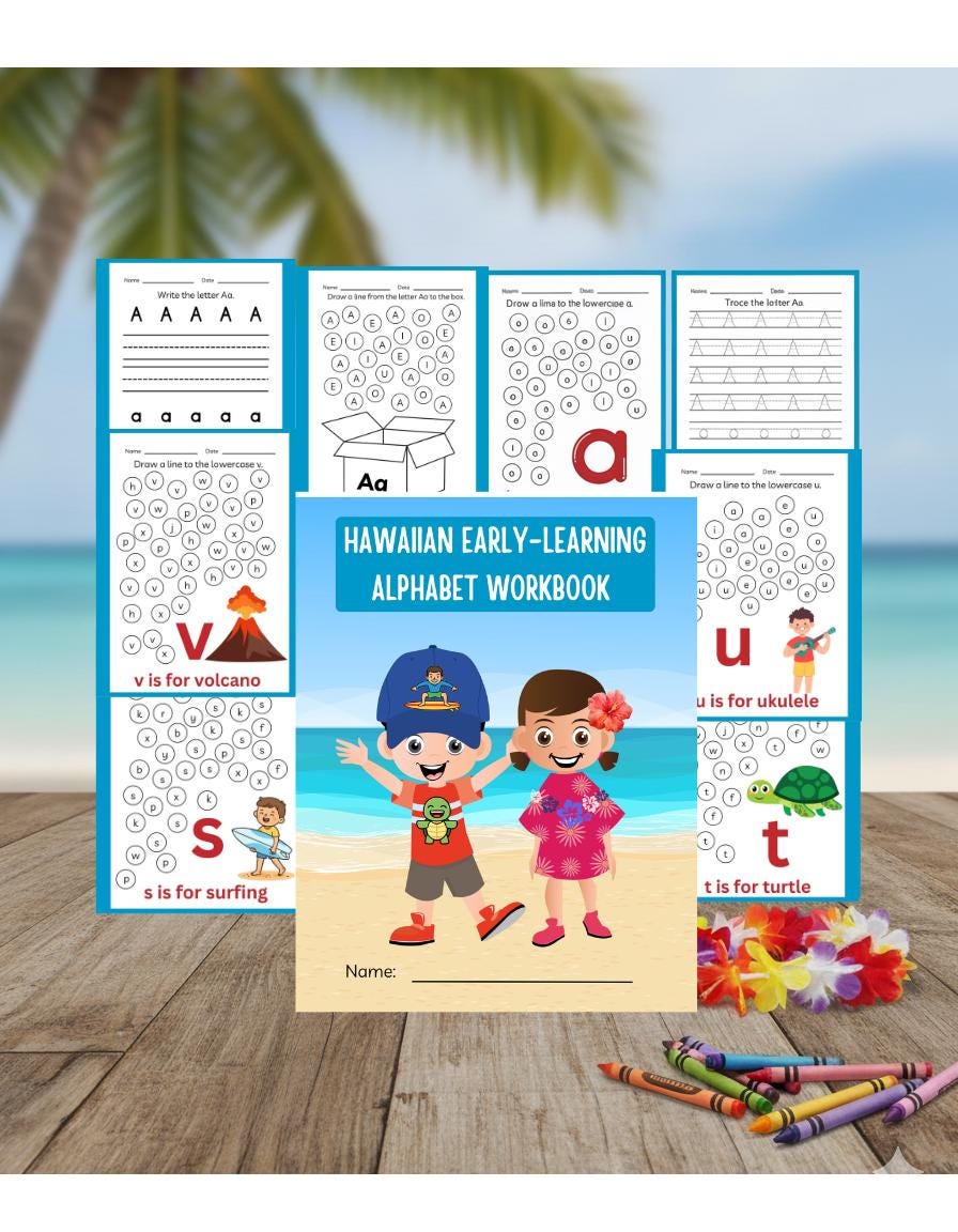 108 Pages Hawaiian Alphabet Workbook ABC Letter Tracing & Coloring (PDF ...