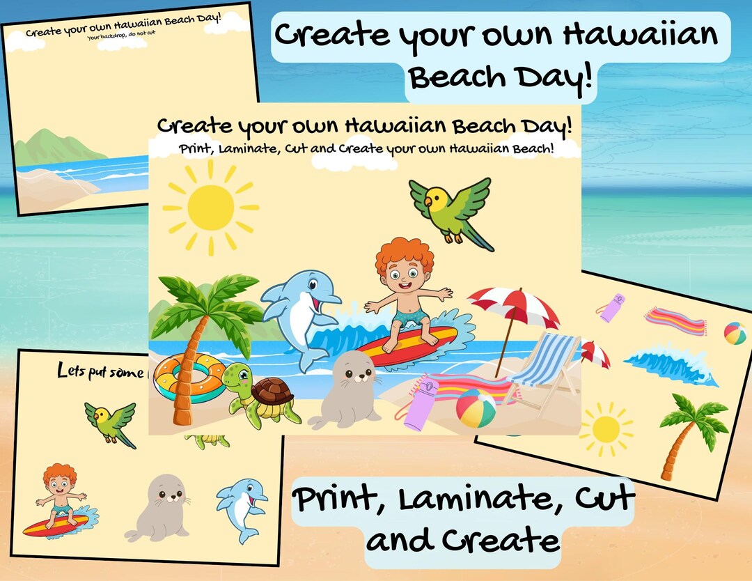 Beach Scene Cut & Glue Activity | Summer Fine Motor Game (PDF) - Etsy