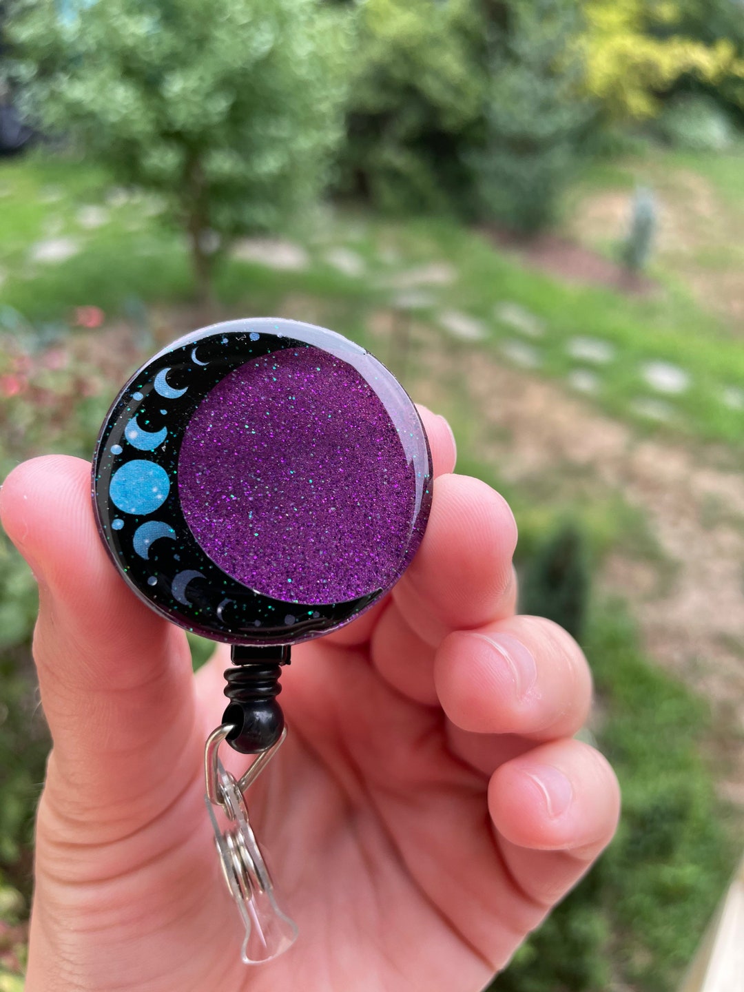Moon Badge Reel Phases of Moon Glitter Badge Reel Badge Reel Nurse Gift ...
