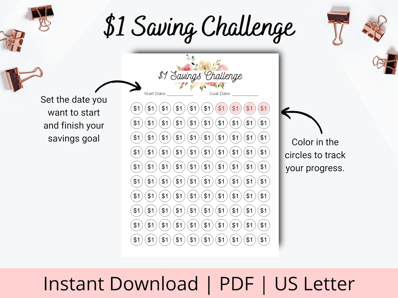 Printable Money Savings Challenge Simple Saving Money Money Savings ...