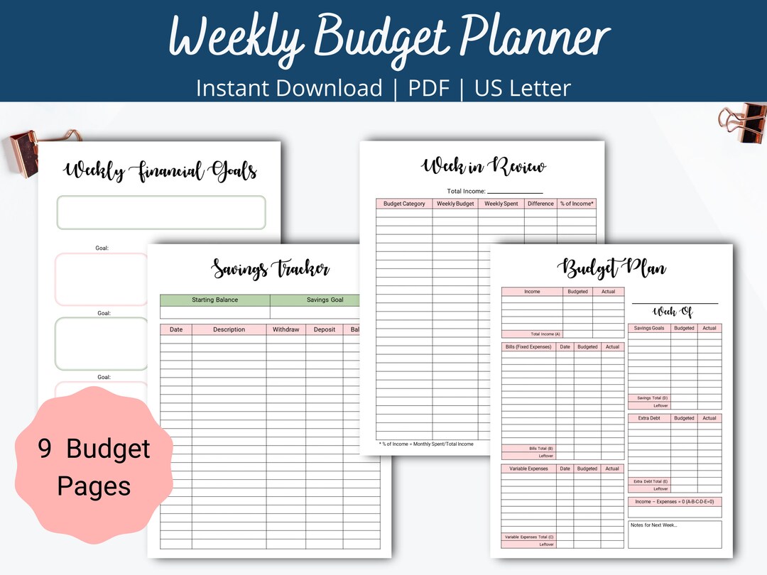 Weekly Budget Planner Printable - Weekly Budget Tracker - Budget Weekly ...