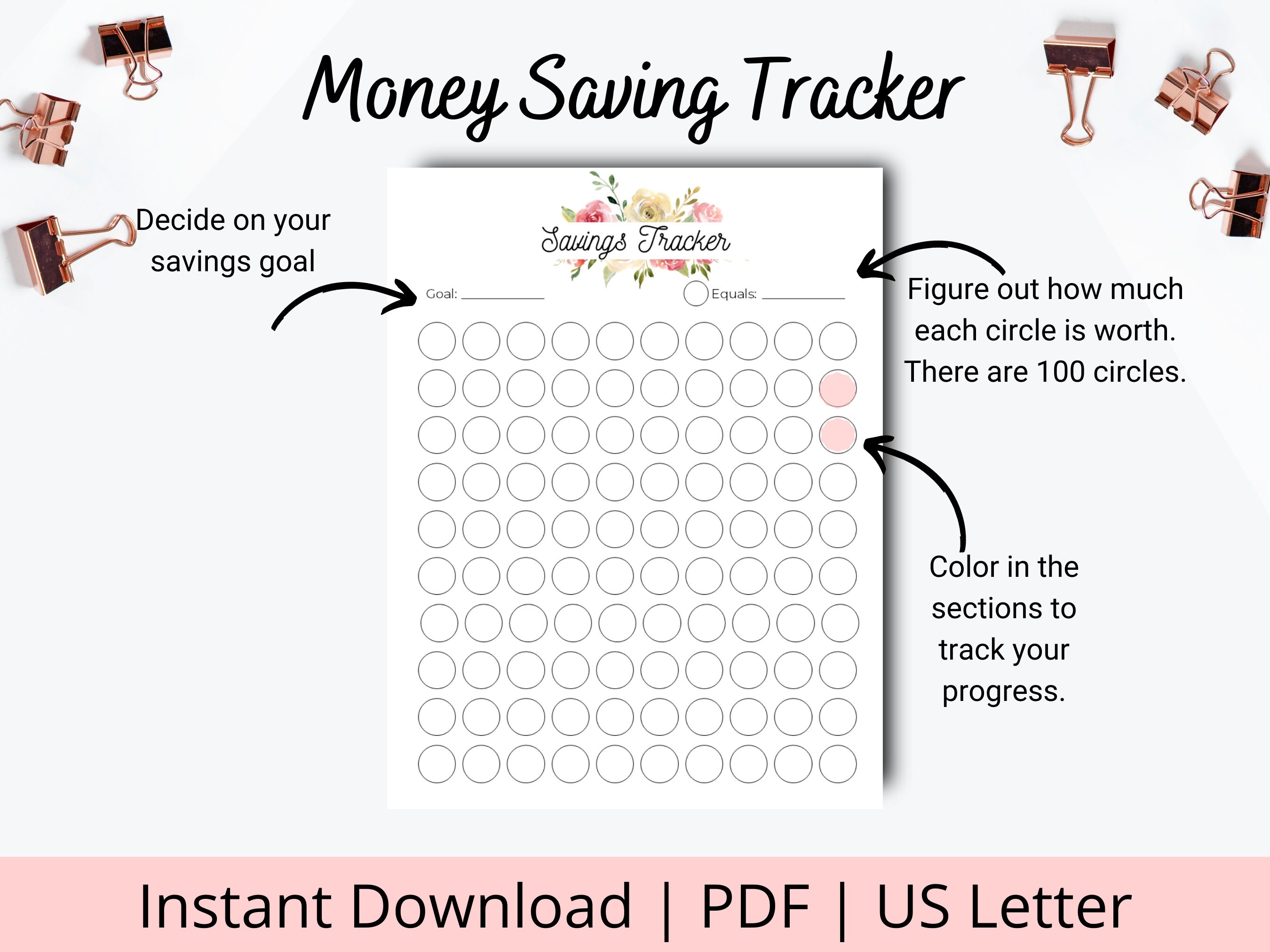 Savings Tracker Bundle Cute Money Saving Kit Savings Tracker Printables ...