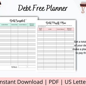 Debt Free Planner - Debt Payoff Printable - Debt Free Tracker - Debt ...