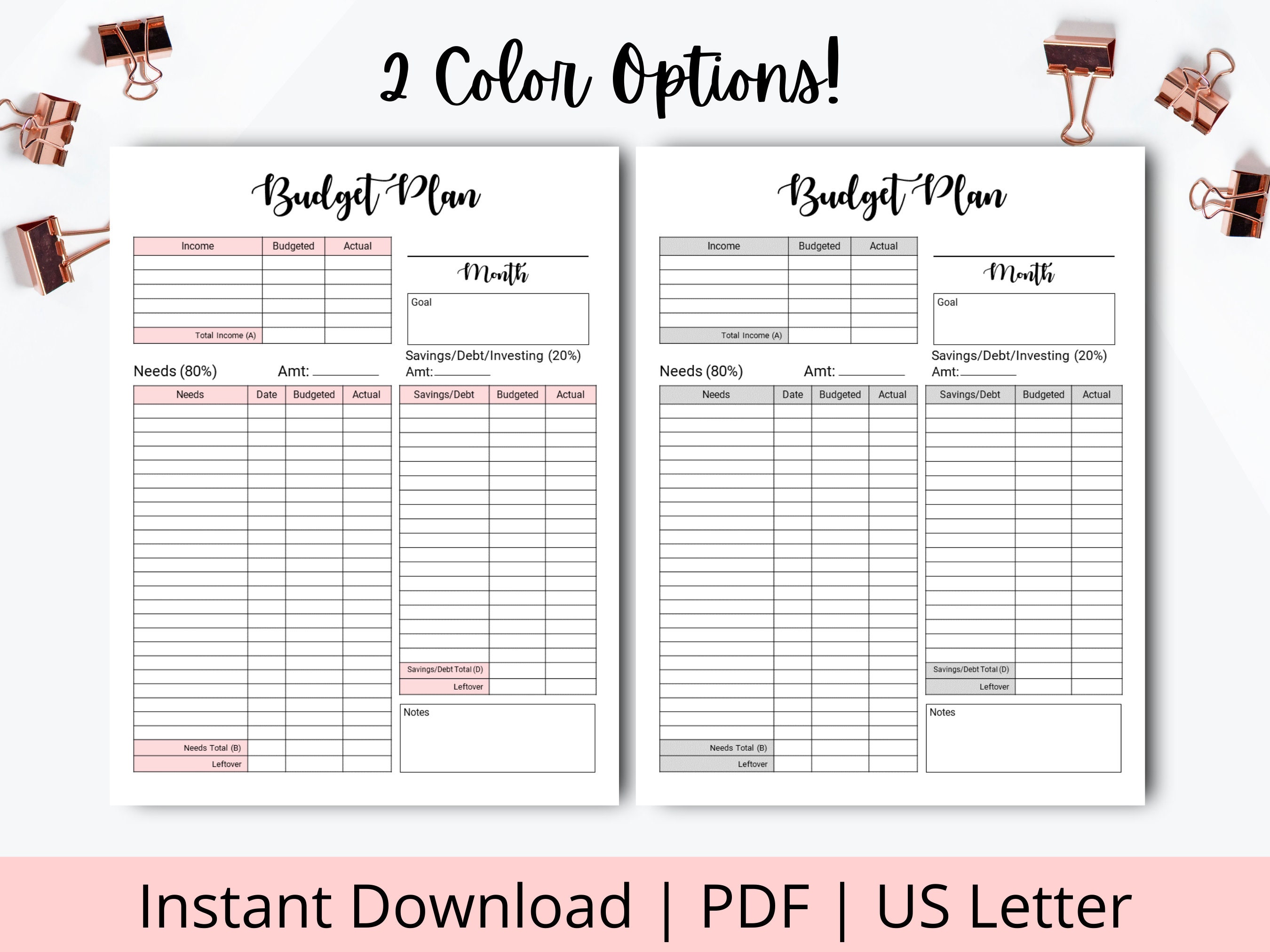 80 10 10 Budgeting Printable, Easy Budget Sheet, Monthly Budget ...