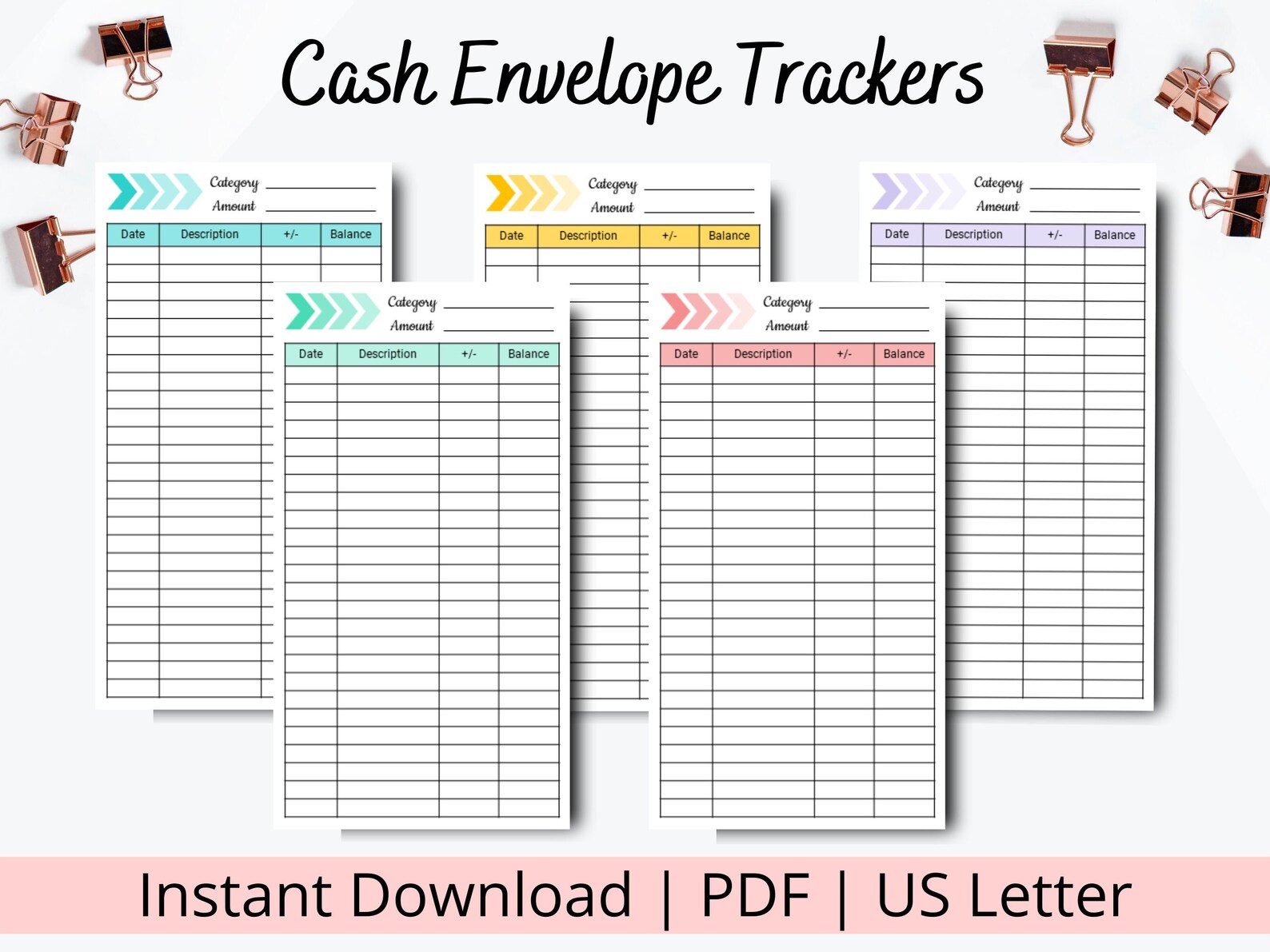 Cash Tracker for Envelopes - Money Tracker Printable - Printable Cash ...