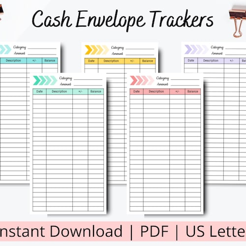 Cash Tracker for Envelopes Money Tracker Printable - Etsy