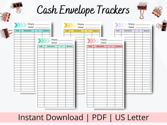 Cash Tracker for Envelopes Money Tracker Printable - Etsy
