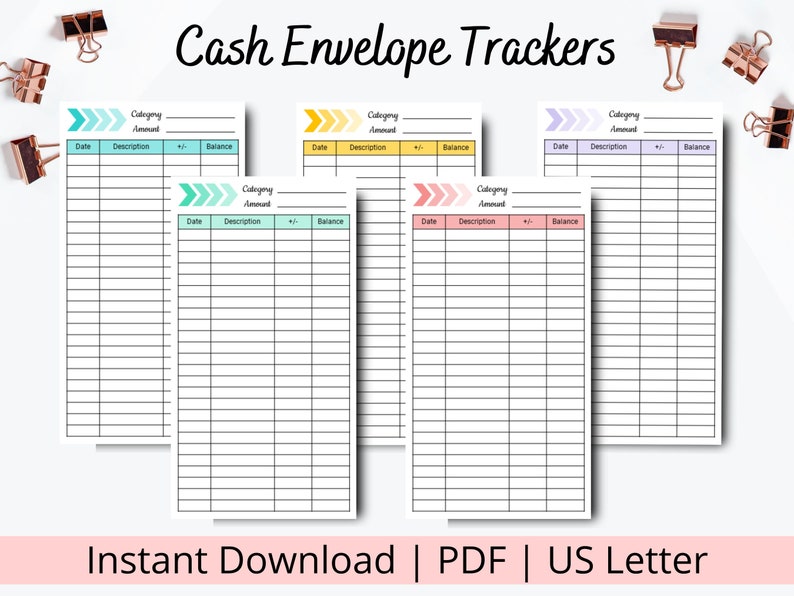 Cash Tracker for Envelopes - Money Tracker Printable - Printable Cash ...