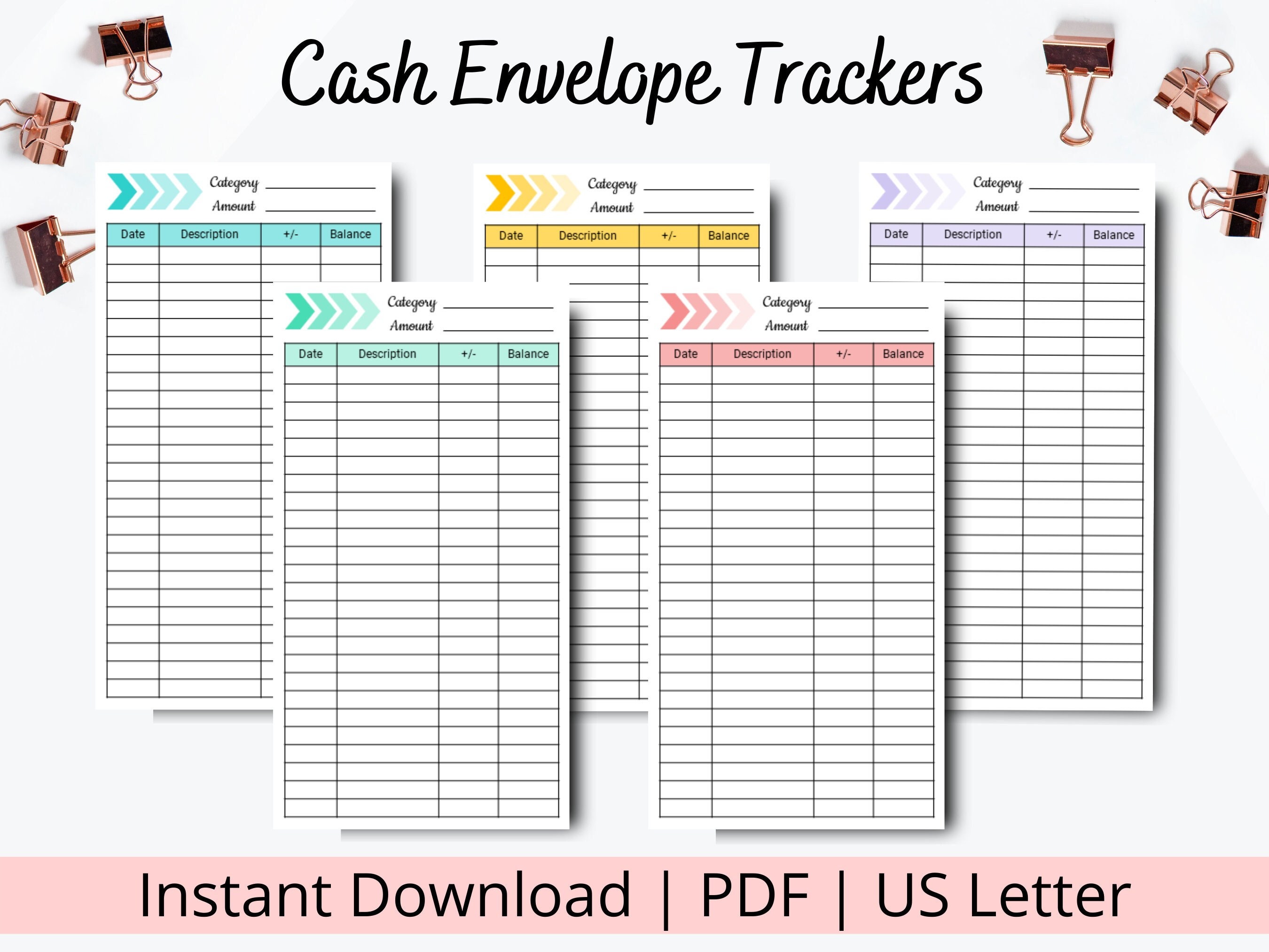 Cash Tracker for Envelopes Money Tracker Printable Printable Cash ...