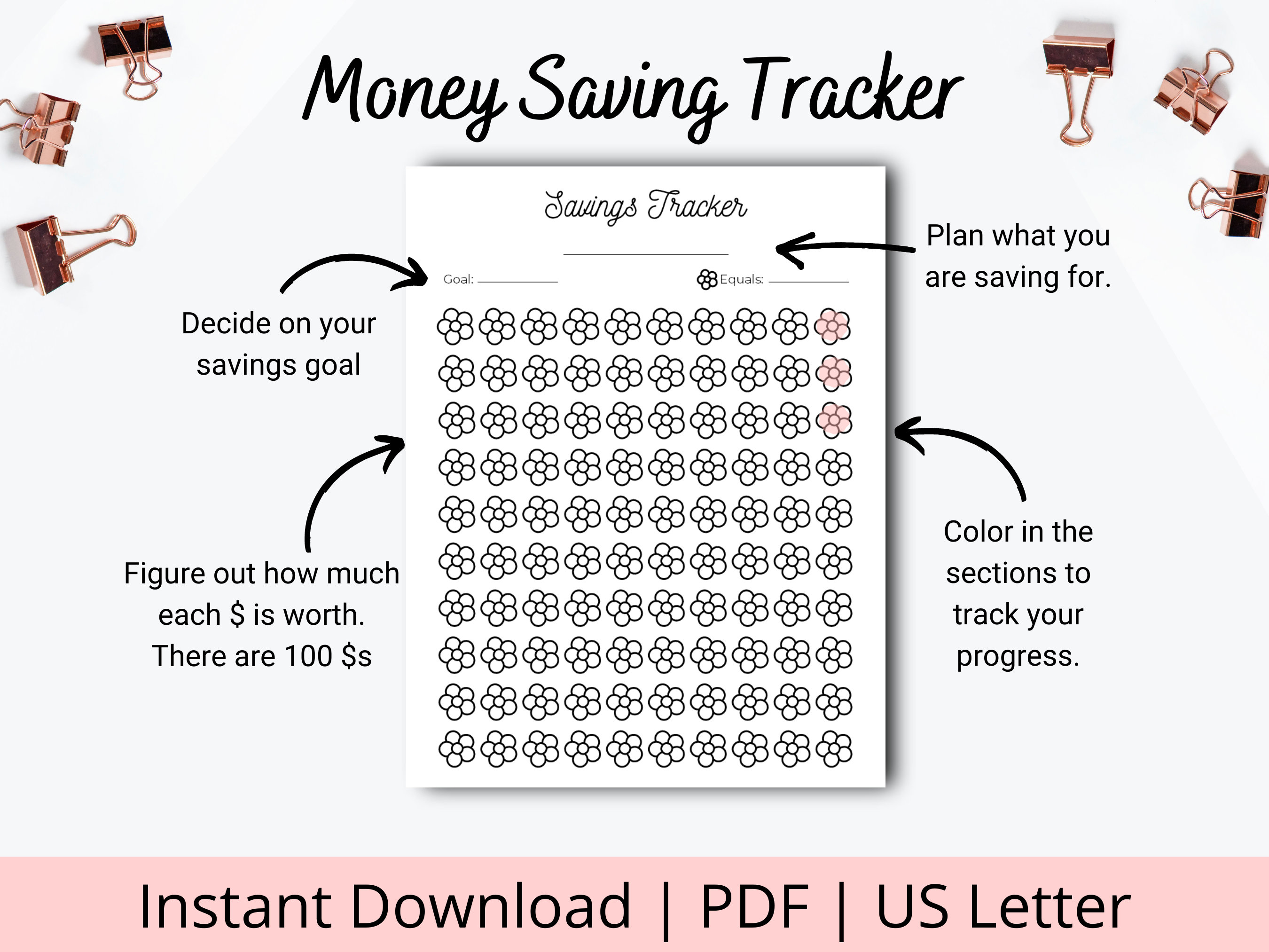 Savings Tracker Bundle Cute Money Saving Kit Savings Tracker Printables ...