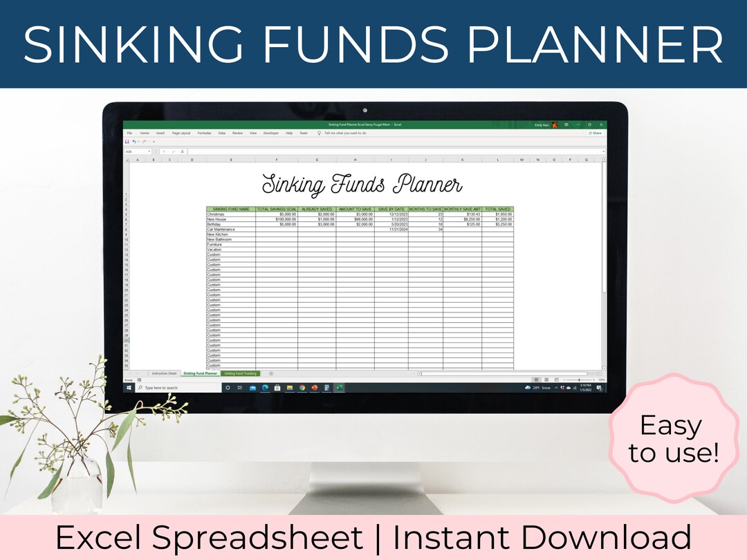 Sinking Fund Tracker - Savings Tracker Excel - Sinking Funds Excel ...