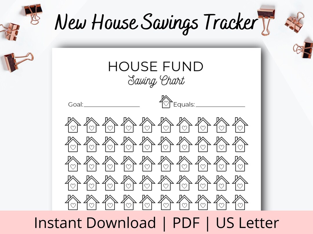 Printable House Savings Tracker - House Down Payment Sheet - New Home ...