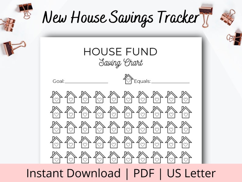 Printable House Savings Tracker - House Down Payment Sheet - New Home ...