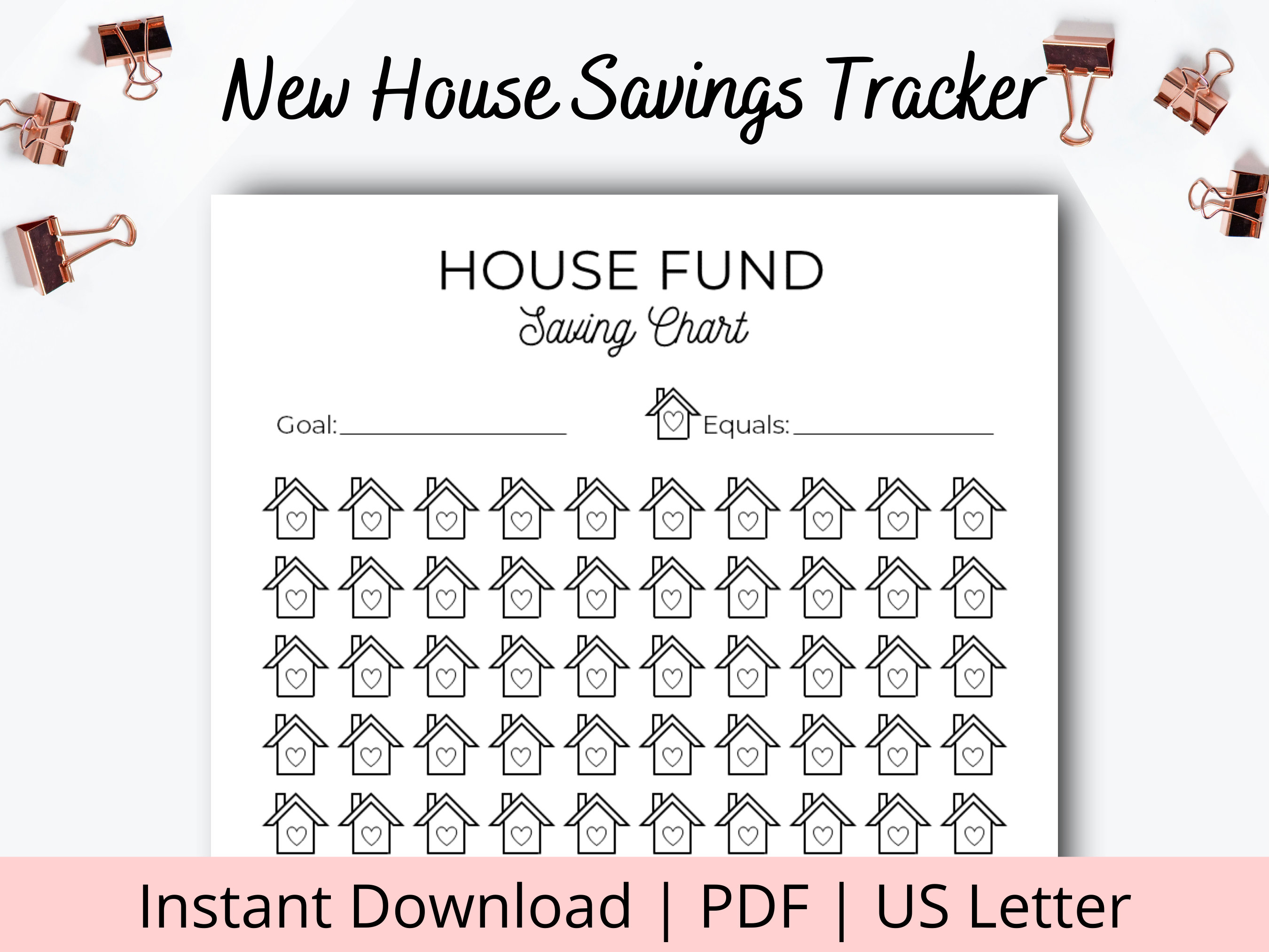 Printable House Savings Tracker - House Down Payment Sheet - New Home ...