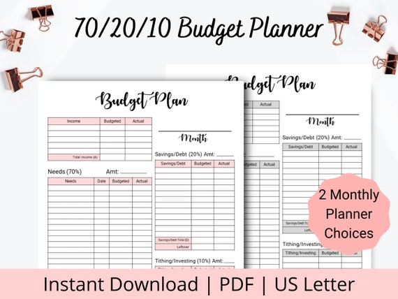 70 20 10 Budget Printable 70 20 10 Budget Planner Monthly - Etsy