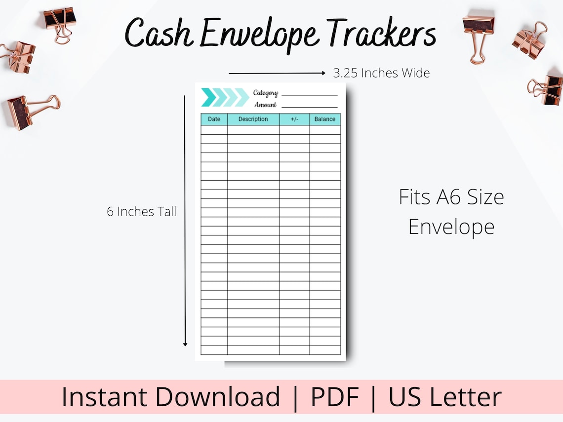 Cash Tracker for Envelopes Money Tracker Printable Printable Cash ...