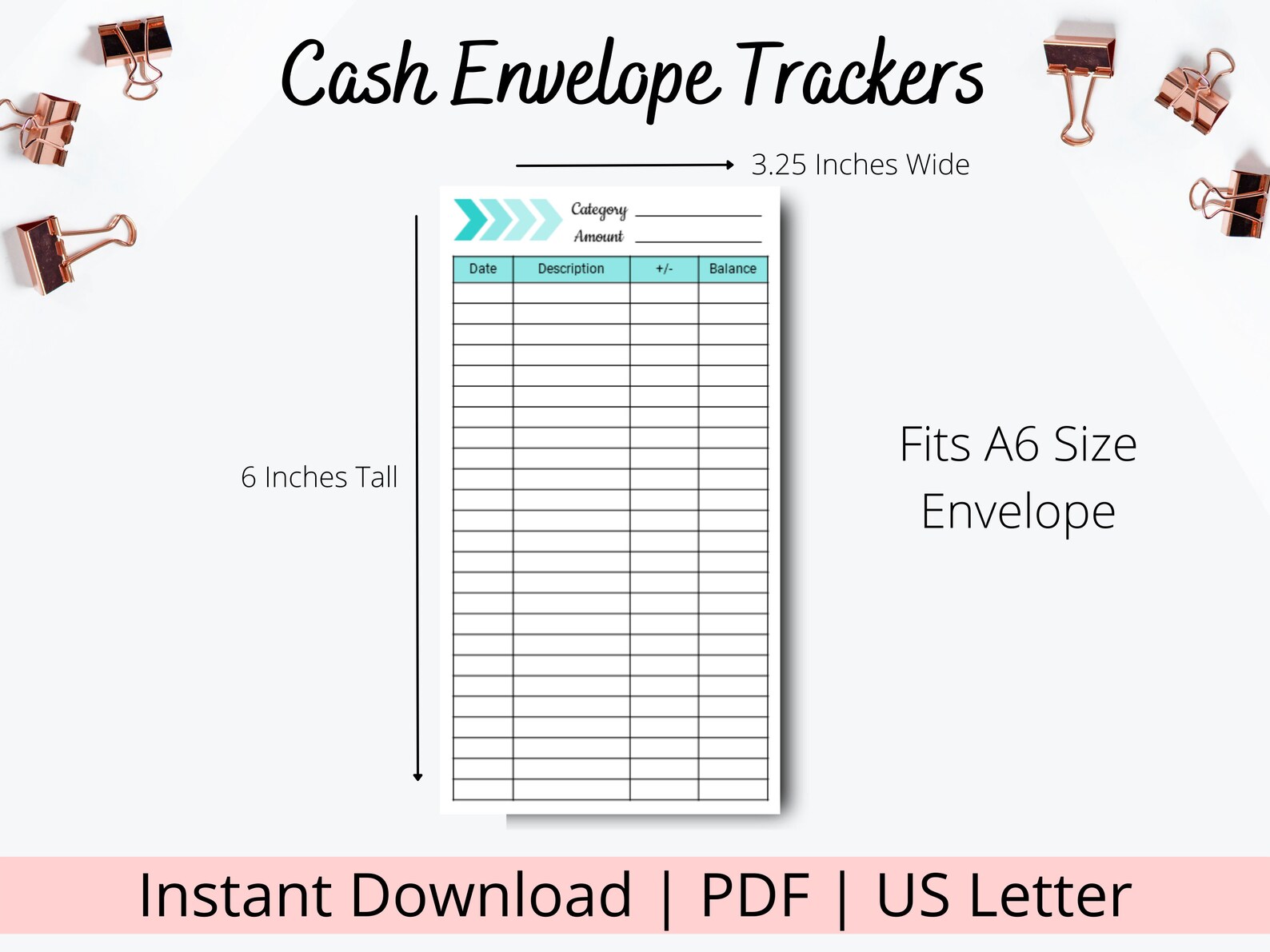 Cash Tracker for Envelopes - Money Tracker Printable - Printable Cash ...