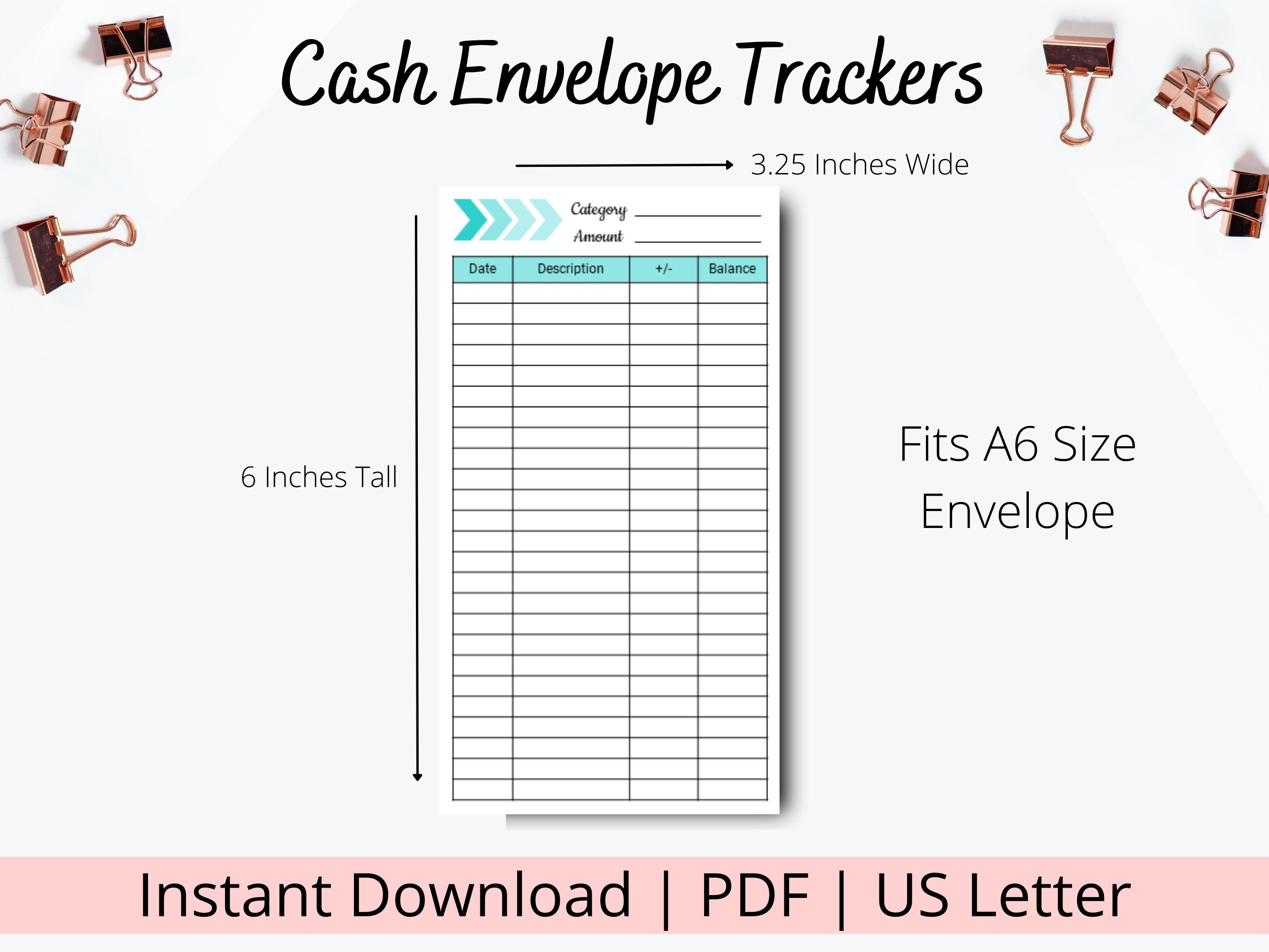 Cash Tracker for Envelopes Money Tracker Printable Printable Cash ...