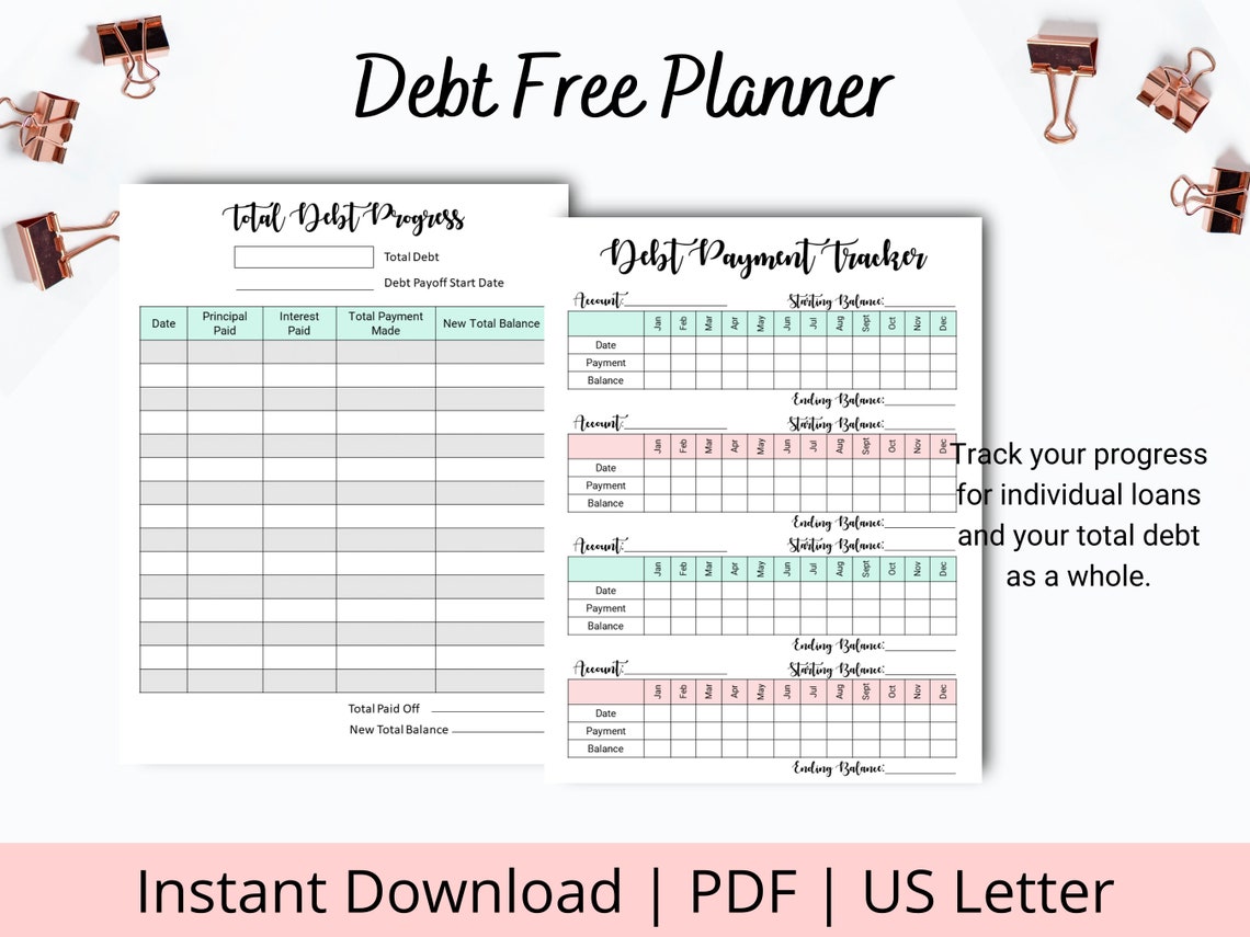 Debt Free Planner - Debt Payoff Printable - Debt Free Tracker - Debt ...