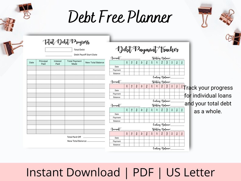 Debt Free Planner - Debt Payoff Printable - Debt Free Tracker - Debt ...