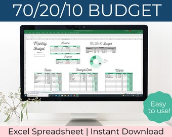 70 20 10 Budget Excel Spreadsheet Budgeting 70 20 10 - Etsy