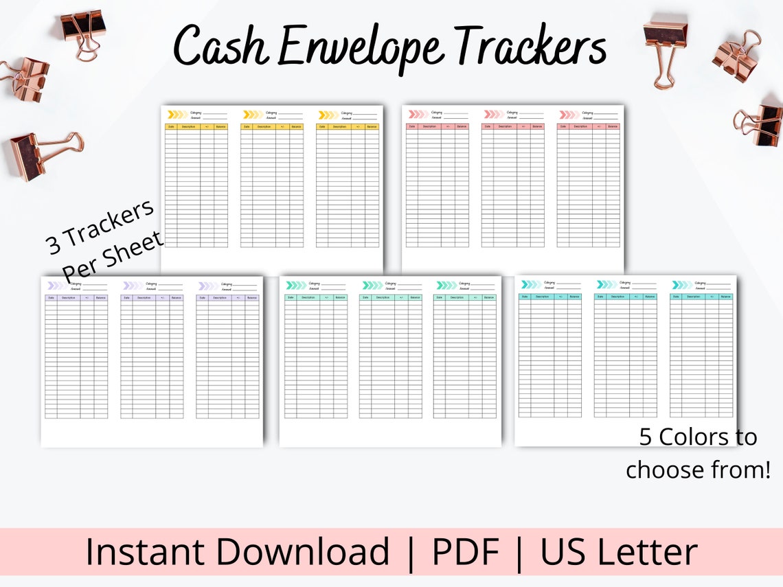 Cash Tracker for Envelopes Money Tracker Printable Printable Cash ...