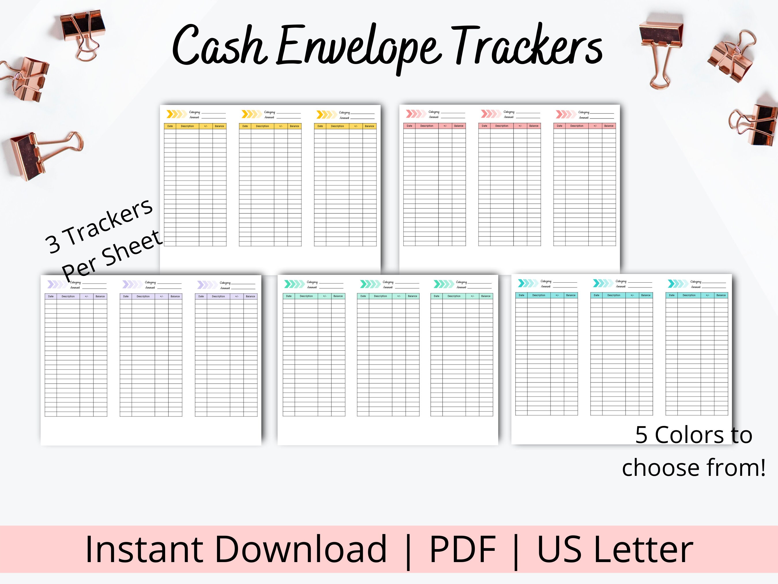 Cash Tracker for Envelopes Money Tracker Printable Printable Cash ...