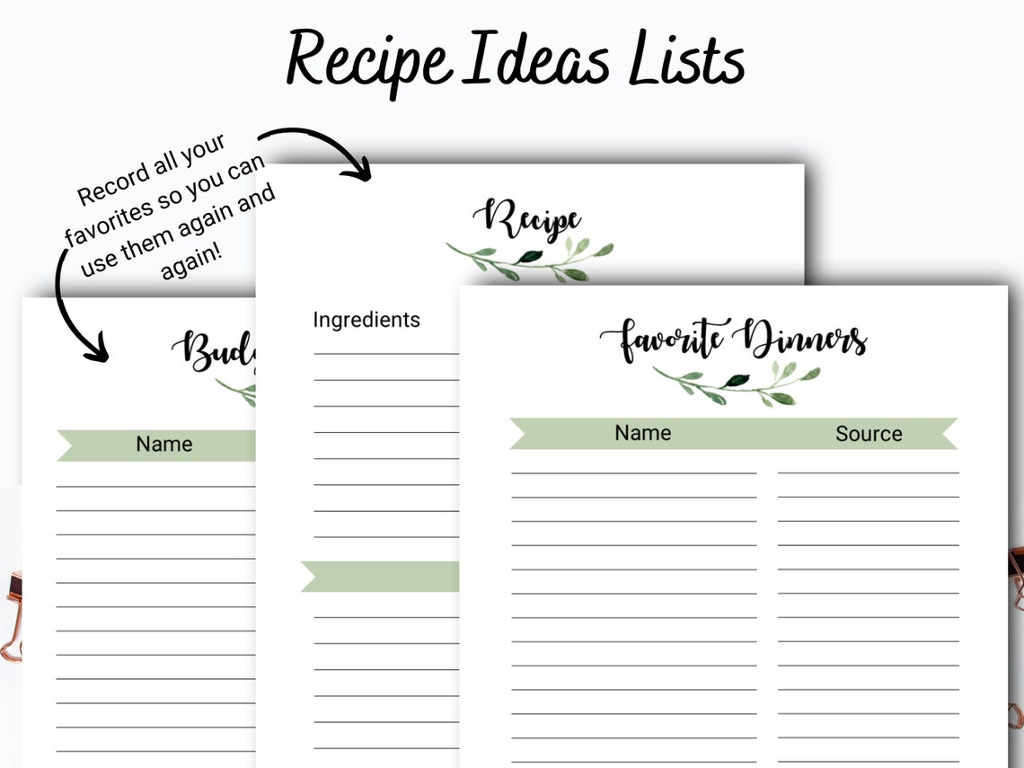 Meal Planner Printable - Weekly Menu Template - Meal Plan and Grocery ...