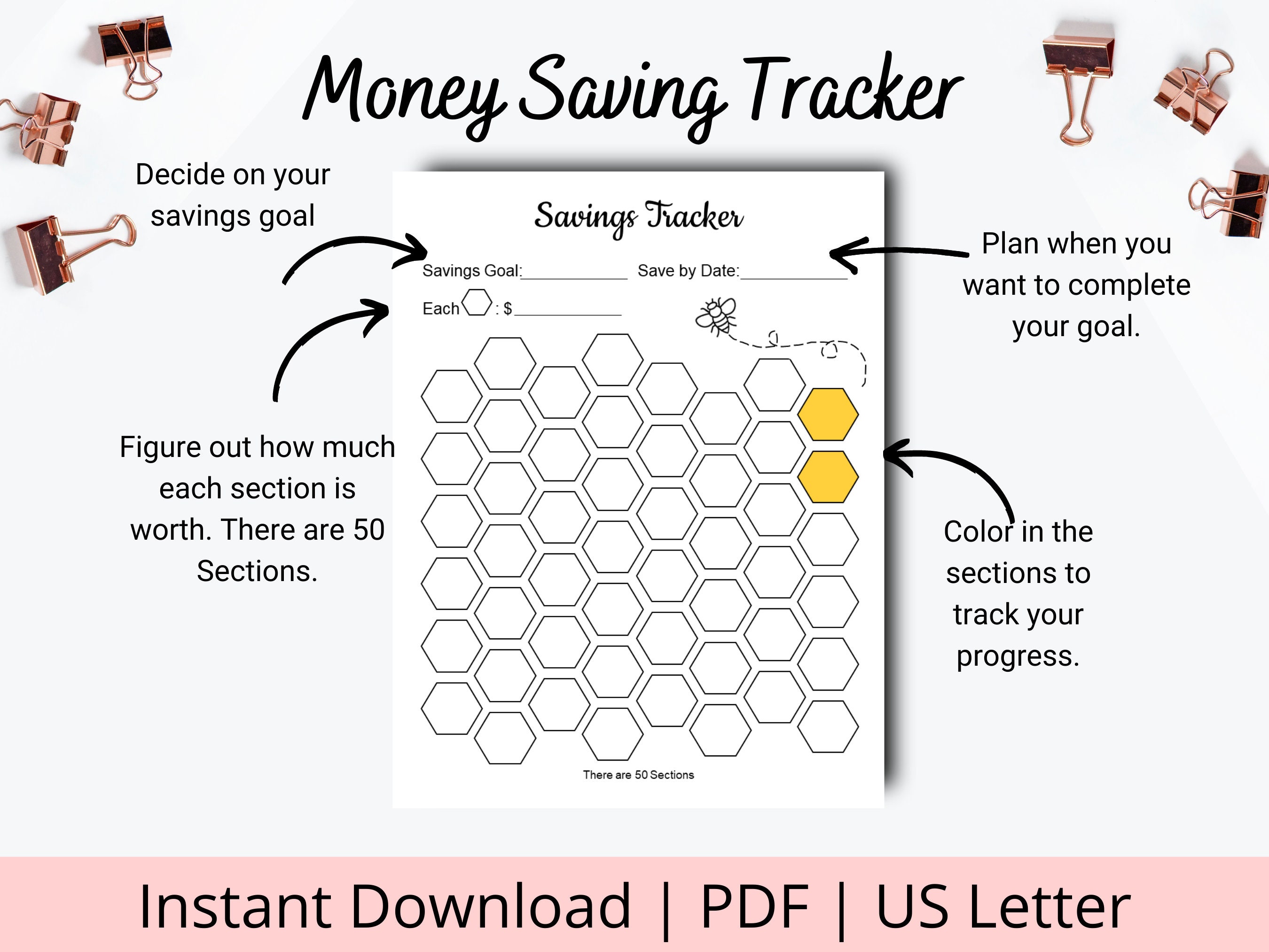 Savings Tracker Bundle Cute Money Saving Kit Savings Tracker Printables ...