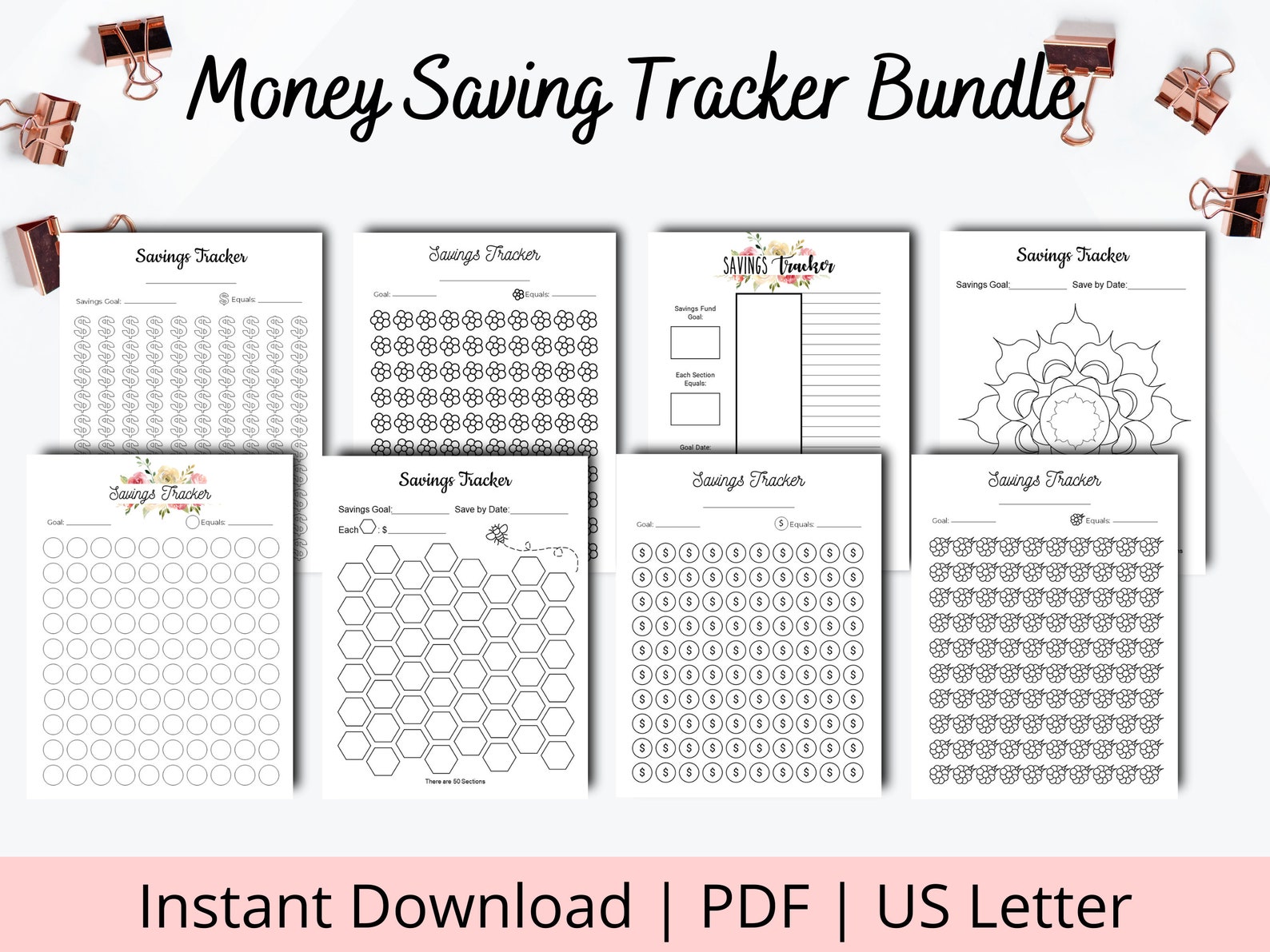 Savings Tracker Bundle - Cute Money Saving Kit - Savings Tracker ...