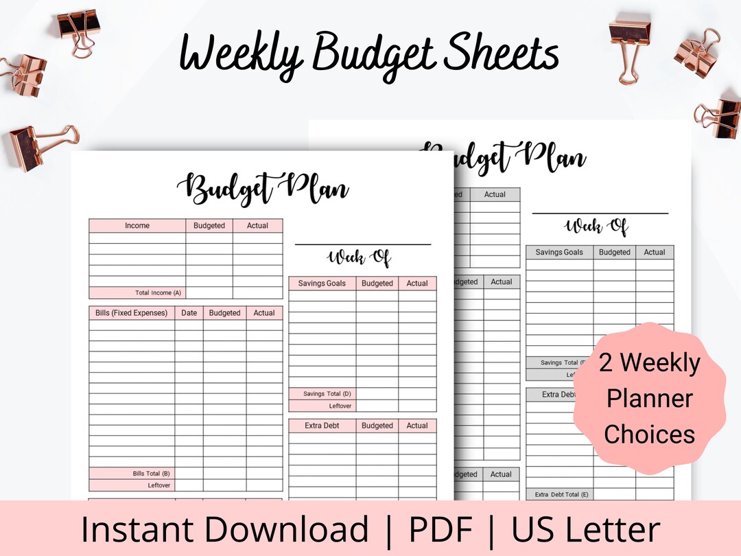 Weekly Budget Template, Weekly Budget Printable, Paycheck Budget PDF ...