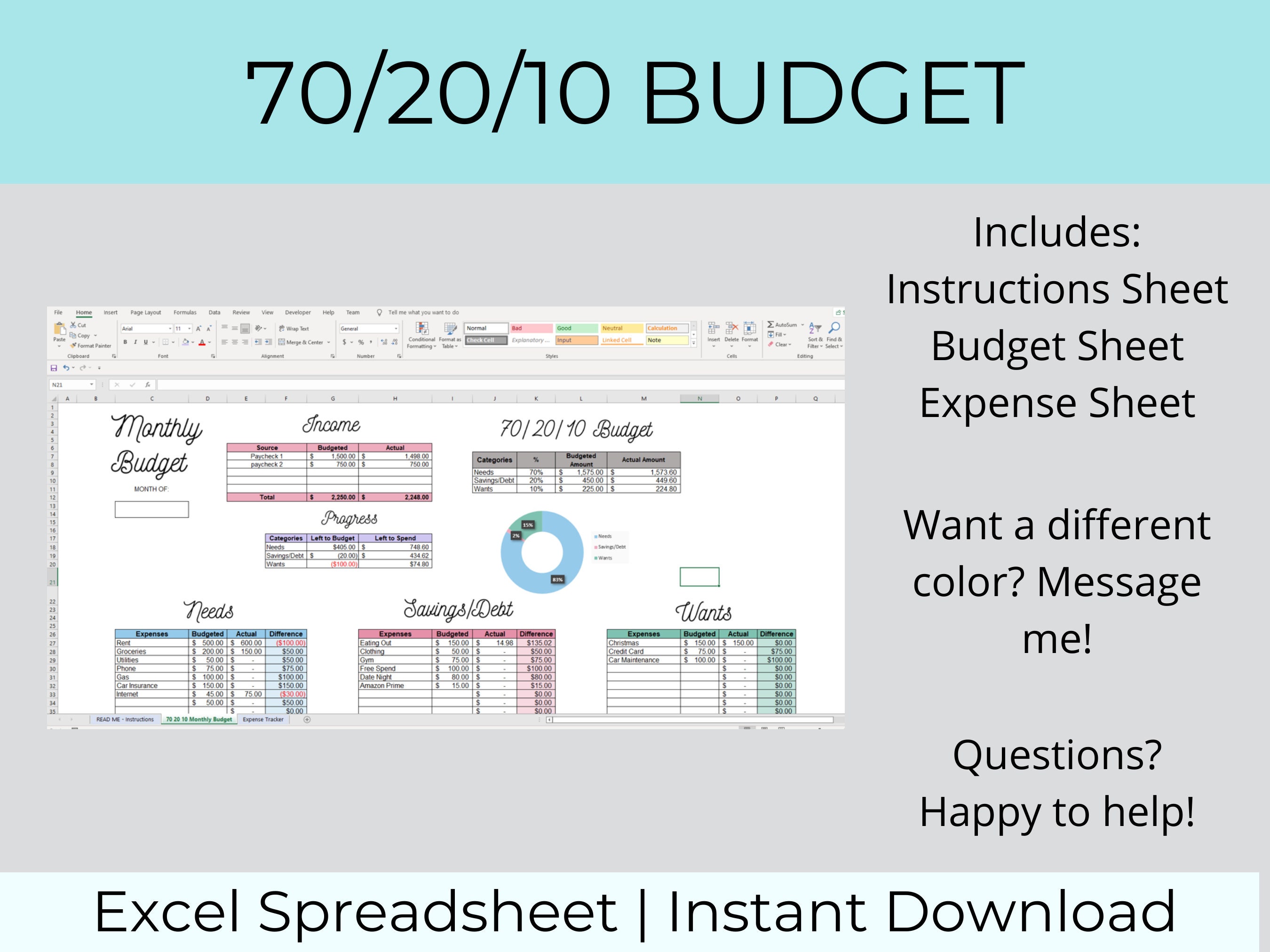 70 20 10 Budget - 70 20 10 Budget Planner - 70 20 10 Budget Template ...