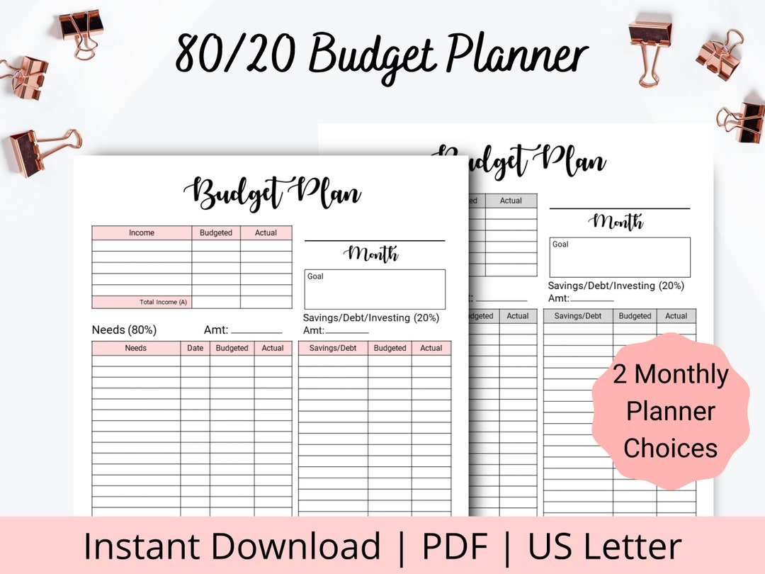 80 10 10 Budgeting Printable, Easy Budget Sheet, Monthly Budget ...