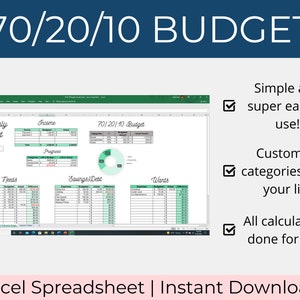 70 20 10 Budget Planner - 70 20 10 Excel Budget Template - 70 20 10 ...