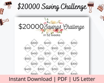 20000 Savings Challenge - Etsy