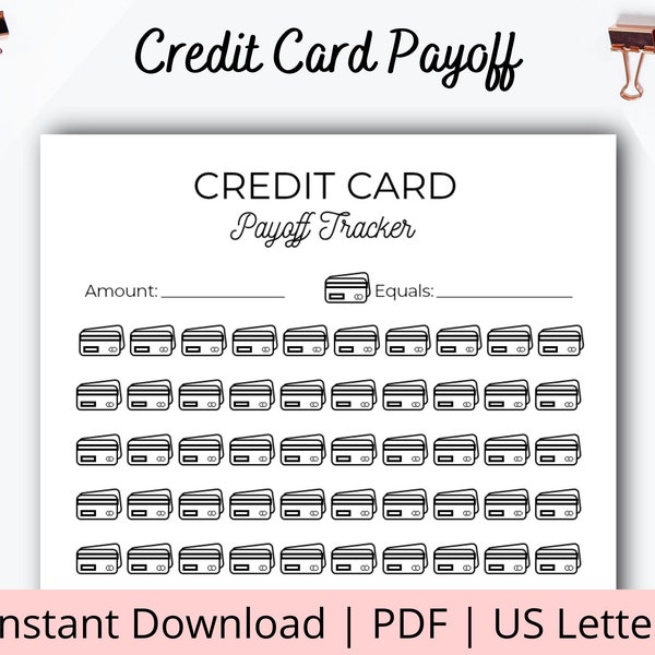 Credit Card Pay off Chart - Etsy